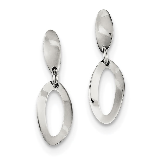 Beautiful Sterling Silver Polished Oval Dangle Post Earrings - Walmart.com