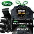 120 Count 30 Gallon Drawstring Garbage Bags Non Rip Black Super Strong ...
