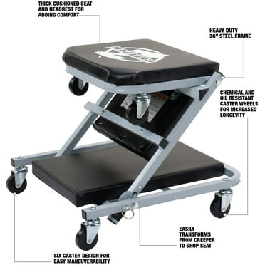 Powerbuilt Heavy Duty Rolling Work Seat with Storage Trays - 240036 ...