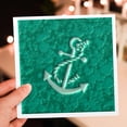3drose, Image of White Anchor over Blue Green Background- Not Embossed ...