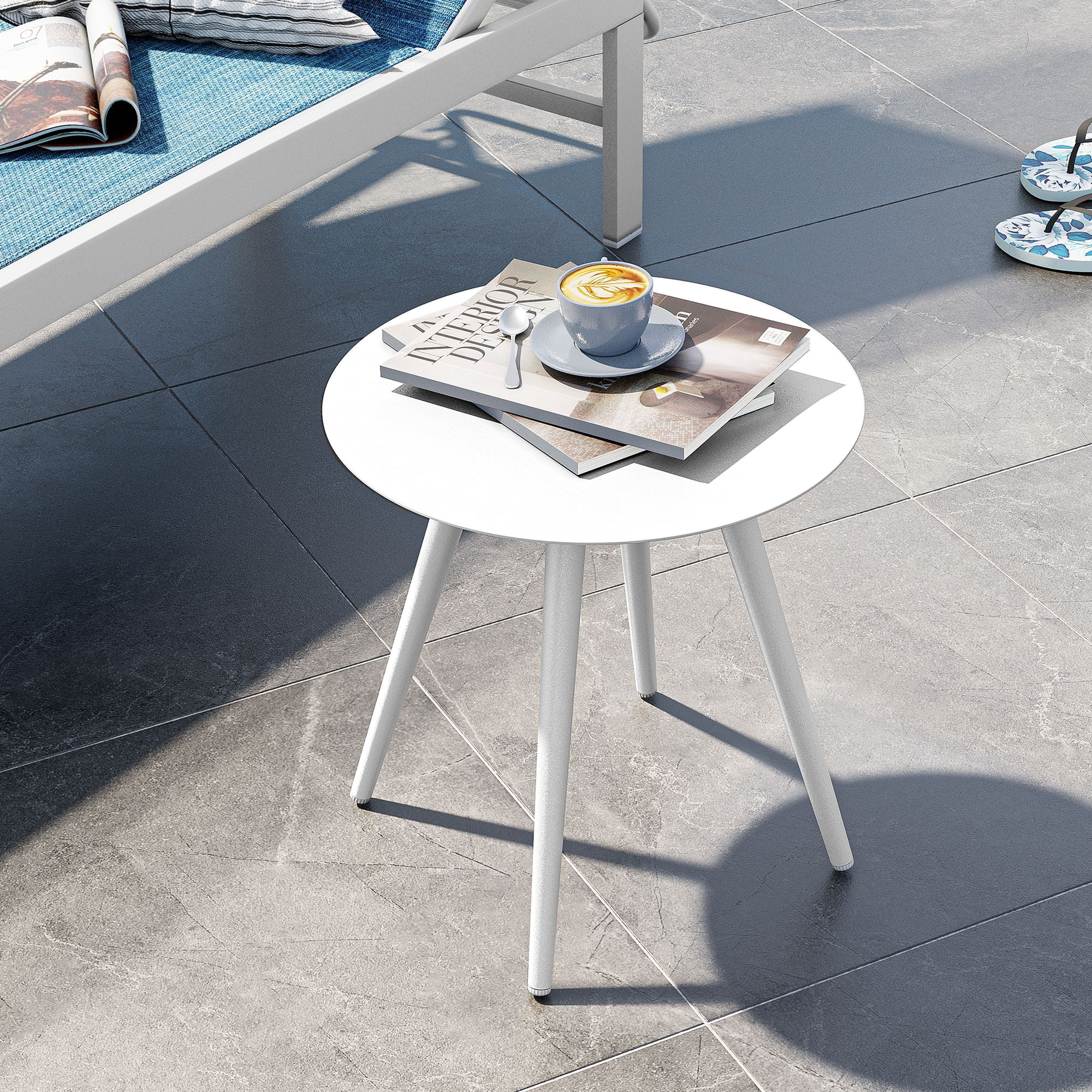 Crestlive Products Aluminum Round Patio Side Table White - Walmart.com