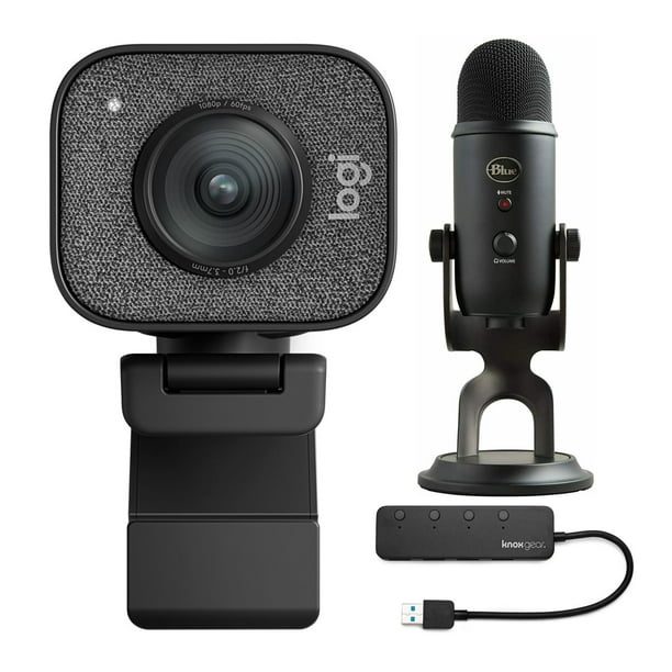 Logitech StreamCam Plus Webcam with Tripod and Yeti Blackout Mic Bundle ...