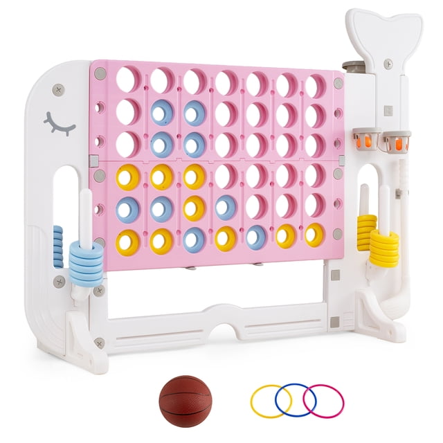 Costway Jumbo Connect Four Game with Ring-toss Basketball Golf Club ...