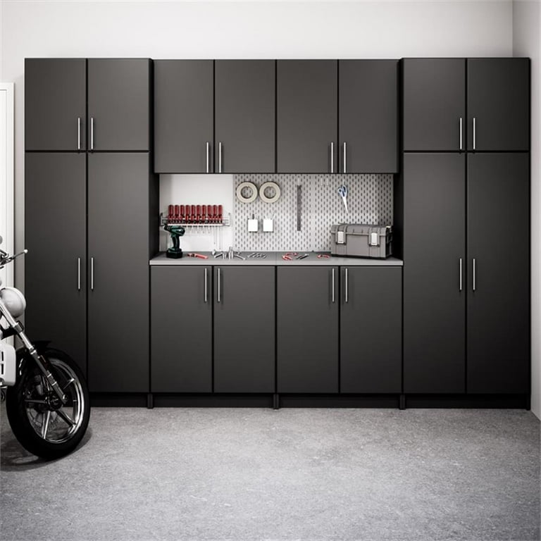 Pemberly Row Black Engineered Wood Base Cabinet with Melamine Countertop