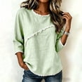 BaoFuBaoMei Womens 3/4 Length Sleeve T Shirts Plus Size Crew Neck Solid ...
