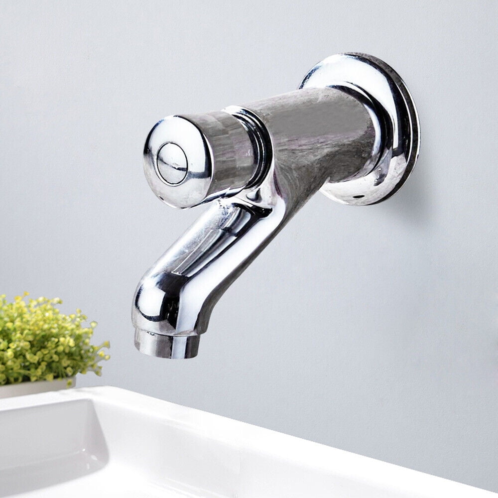 Wall Mount Single Faucet Stainless Steel Push Delay Faucet Brass Self ...