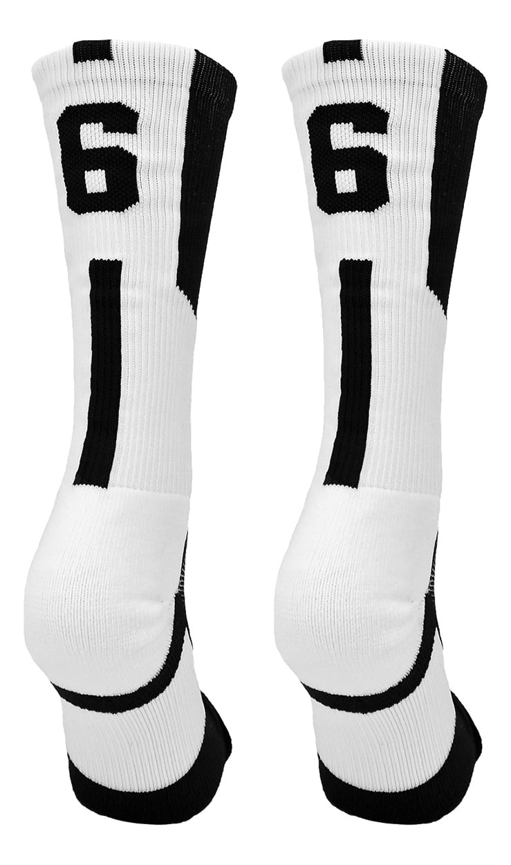 Player Id Black/White Number Crew Socks (#66, Medium) - #66,Medium ...