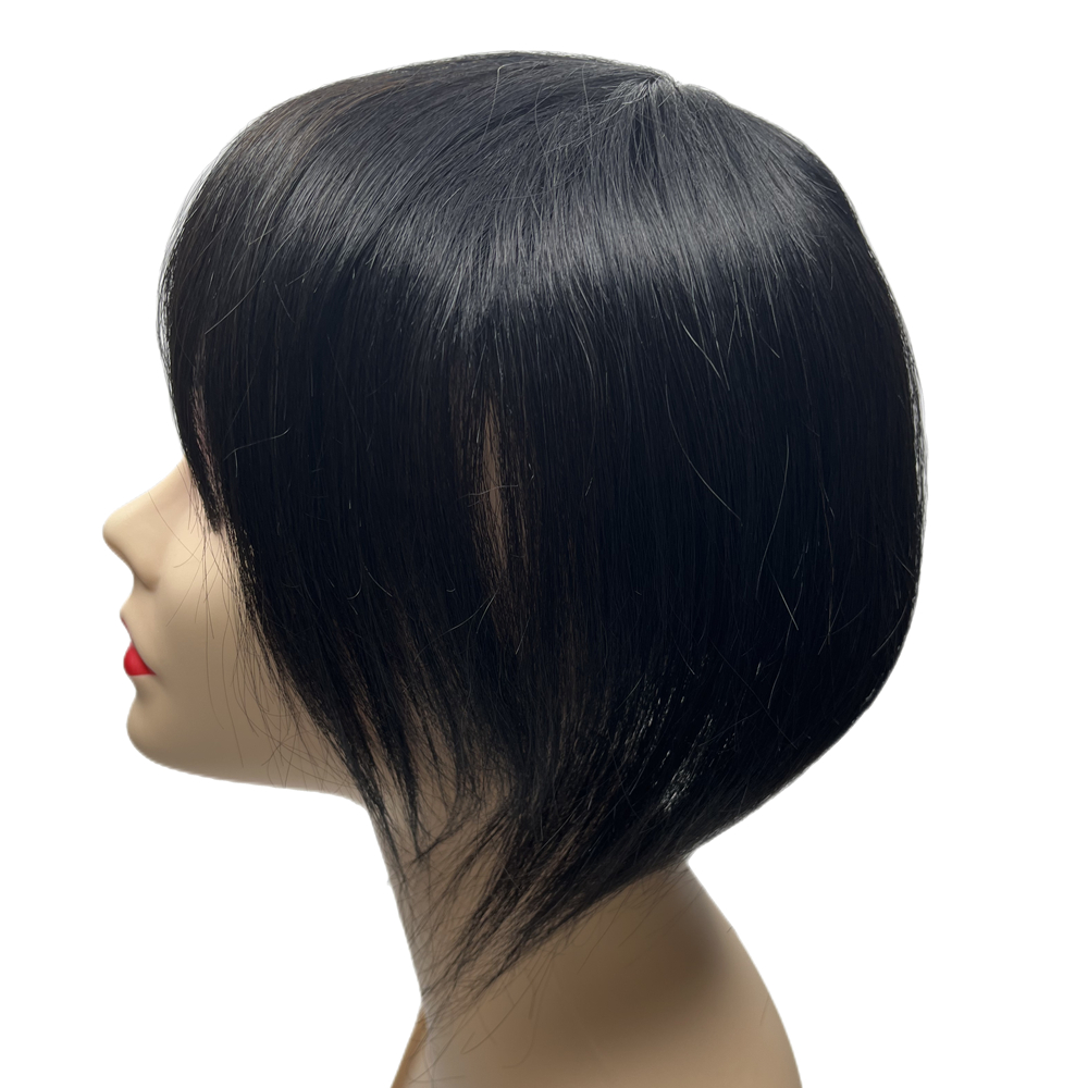 Human Hair Toupee For Women Clip In Toppers With Bangs 10 inch Straight ...