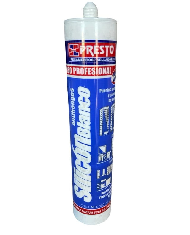 Sellador Silicon PRESTO 100% Uso Profesional 300ml BLANCO SILICON ...