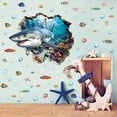 3D Large Shark Wall Decals,Watercolor Sea World Wall Stickers ...