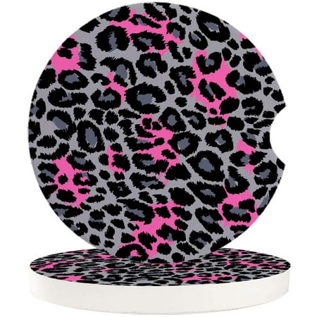 Car Drinks Coasters Set of 2 Pack Snow Leopard Printed Absorbent ...