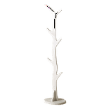 Chetwin White Wood 6 Hook Entryway Tree Coat & Hat Rack Organizer ...