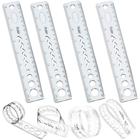 20CM/8inch Unbreakable Clear Rulers Dual Scale Bendable Flexible Rubber ...