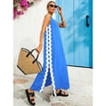Blue Contrast Wave Tape Loose Split Side Cami Maxi Dress For Summer ...