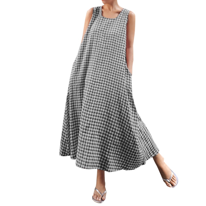 Click here for Zanzea Women Elegant Sleeveless With Pockets Check... prices