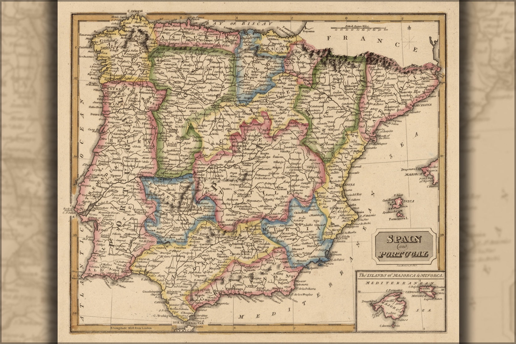 24"x36" Gallery Poster, map of Spain 1817 - Walmart.com