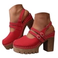 YLYL Women's Platforms Sandals Chunky High Heel Closed Round Toe Dressy ...