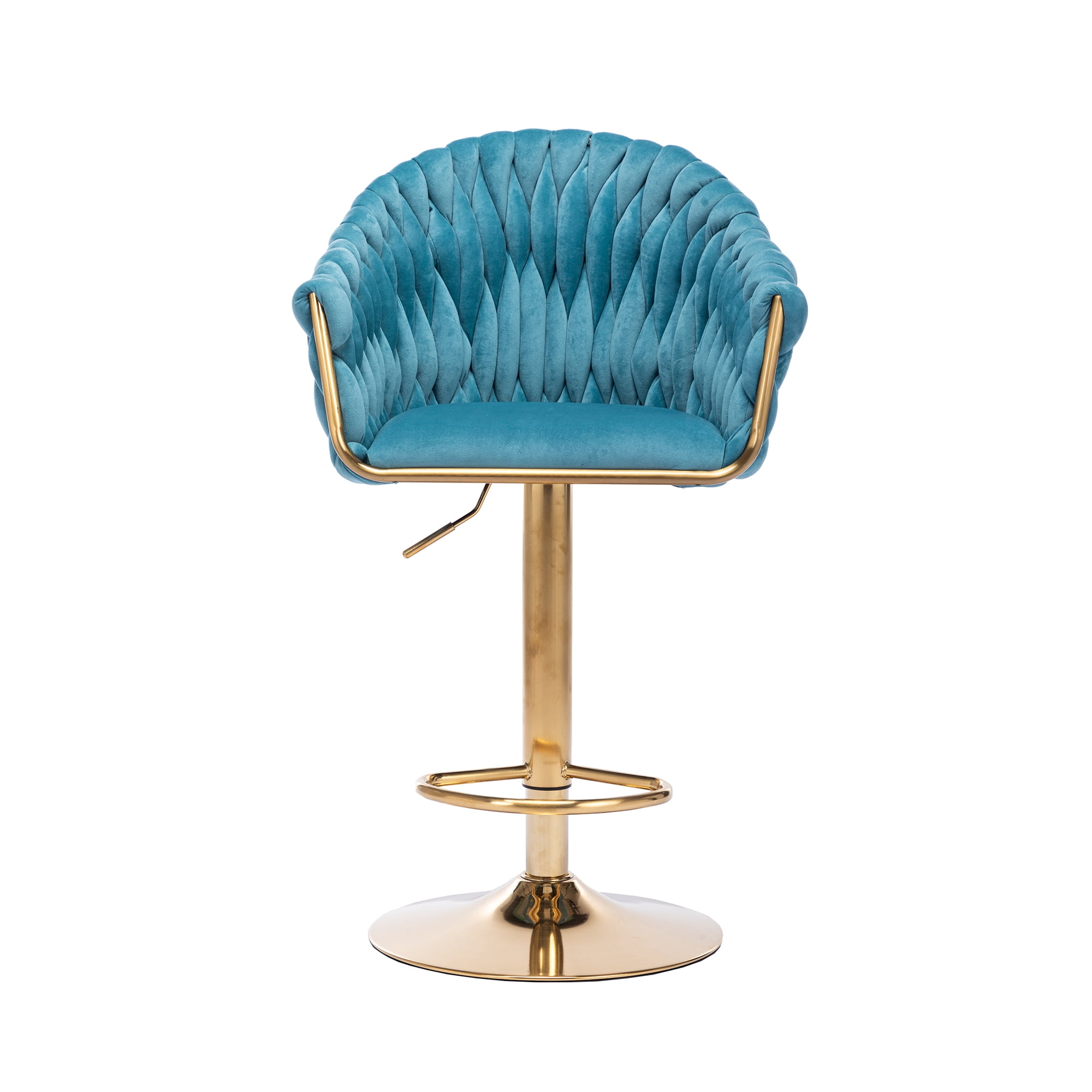 Round Kitchen High Bar Chairs with Golden Base Velvet Bar Stool Chair ...