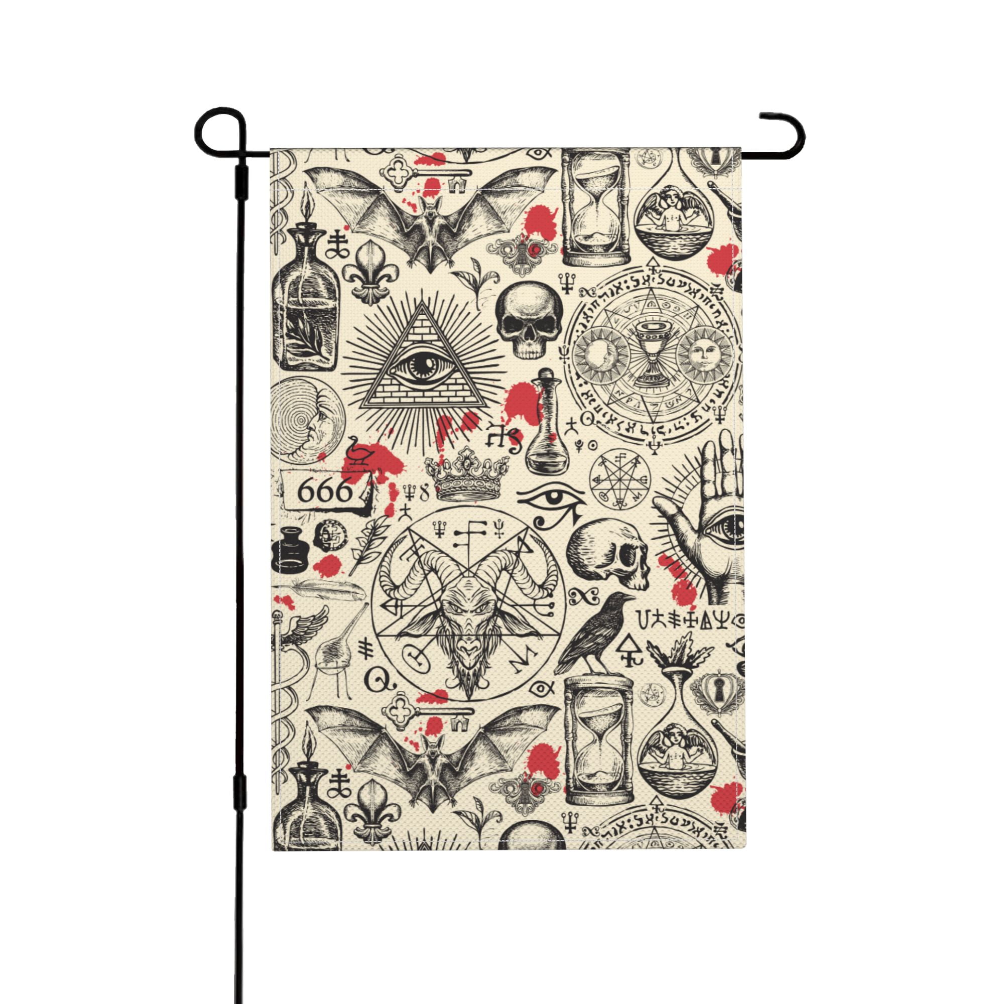 TEQUAN Vintage Masonic Mysticism Skulls Garden Flags, 18 x 12 inch ...