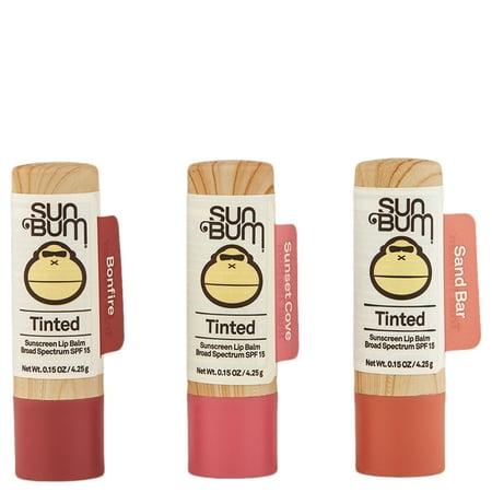 Sun Bum SPF 15 Tinted Lip Balm Bonfire, Sunset Cove & Sand Bar ...