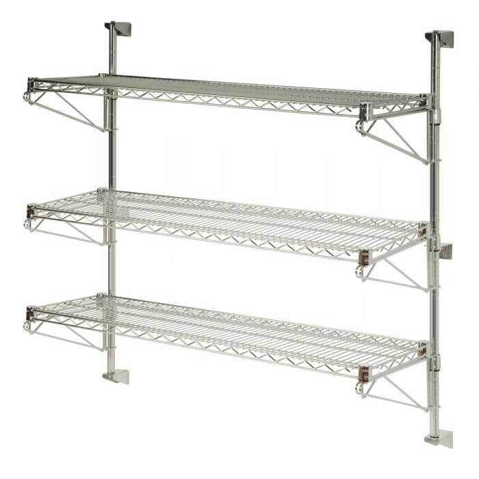 18" Deep x 60" Wide x 63" High Adjustable 3 Tier Chrome Wall Mount ...