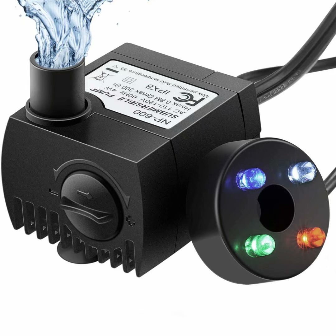 Aquarium Pump With 4 Colorful Led Lights, Water Pump 300l / H ...