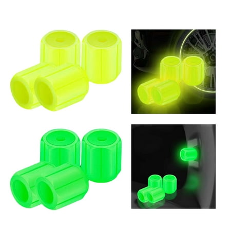 8 Pieces Dust Caps Fluorescent Leakproof Tire Stem Caps Yellow Green ...
