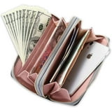 Isabomb Women's Solid Purple Leather Wallet, Wristlet Clutch with ...