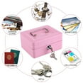 Hsankro Mini Pink Cash Box, Steel Lockable Money & Coin Security Safe ...