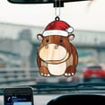 Christmas Hippo Ornaments Car, Acrylic Car Decoration, Cute Hippo with ...