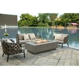 AMS Fireplace - Madison 60" Rectangular Propane Fire Pit Table - Light ...