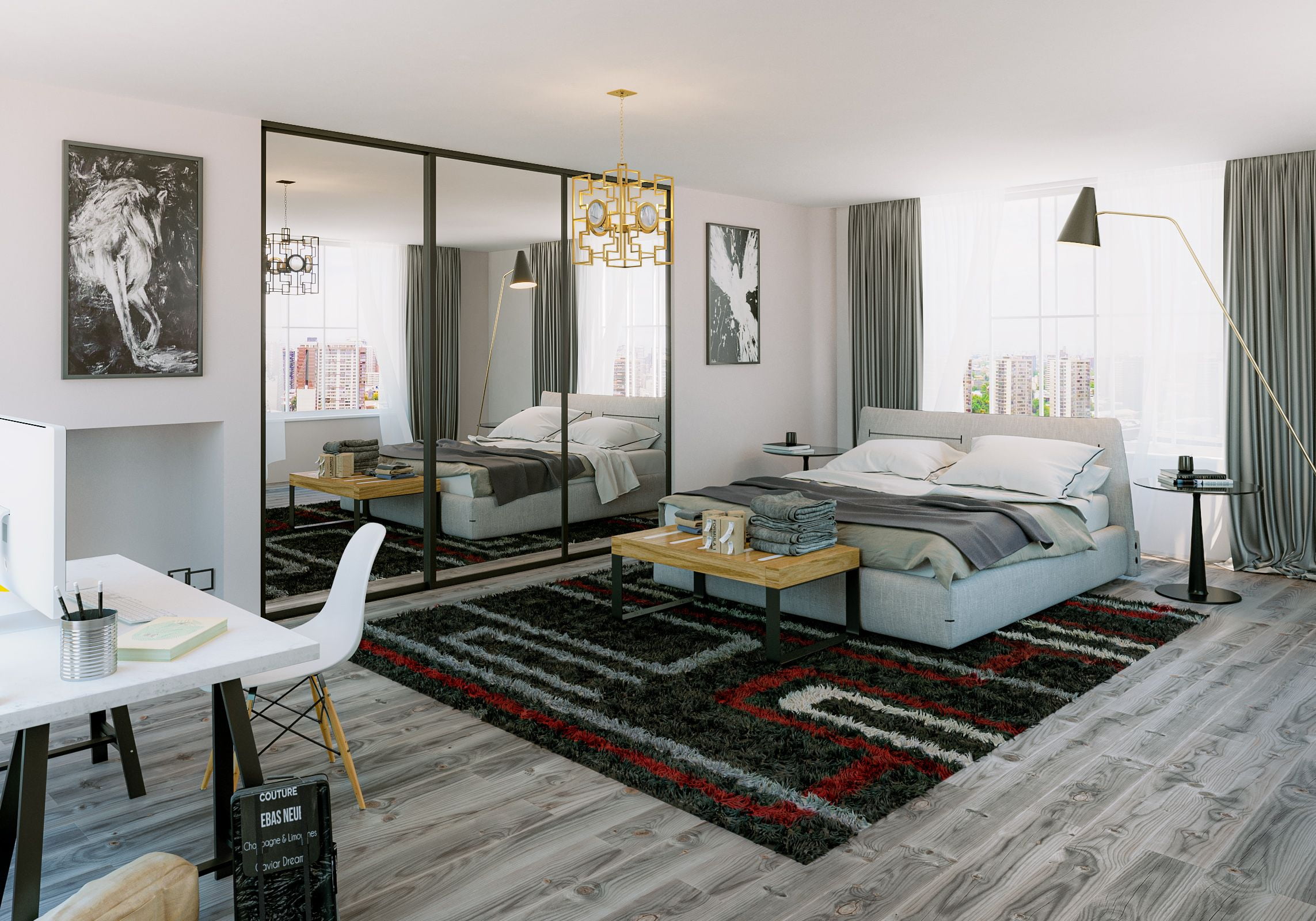 Mirror Sliding Glass Closet Doors 3 Panels By Doors22 - Walmart.com