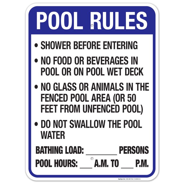 Florida Pool Rules Sign, Complies With State Of Florida Pool Safety ...