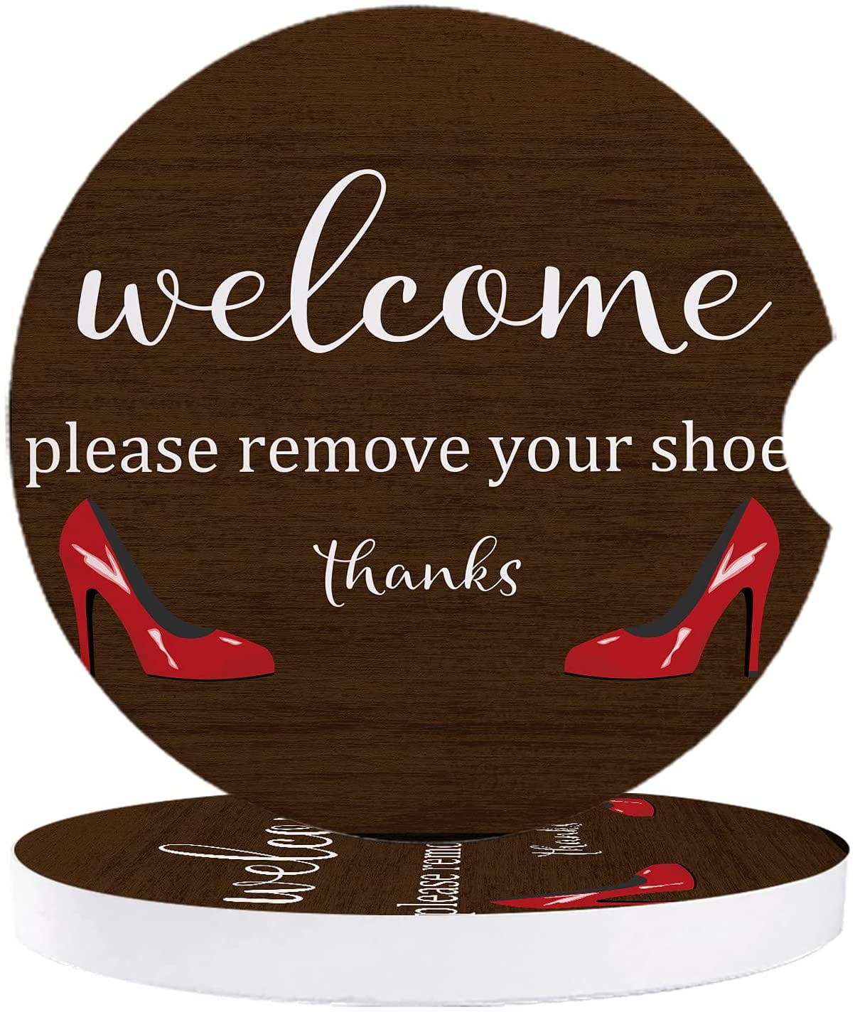 FMSHPON Red High Heels Vintage Wood Grain Set of 6 Car Coaster for ...