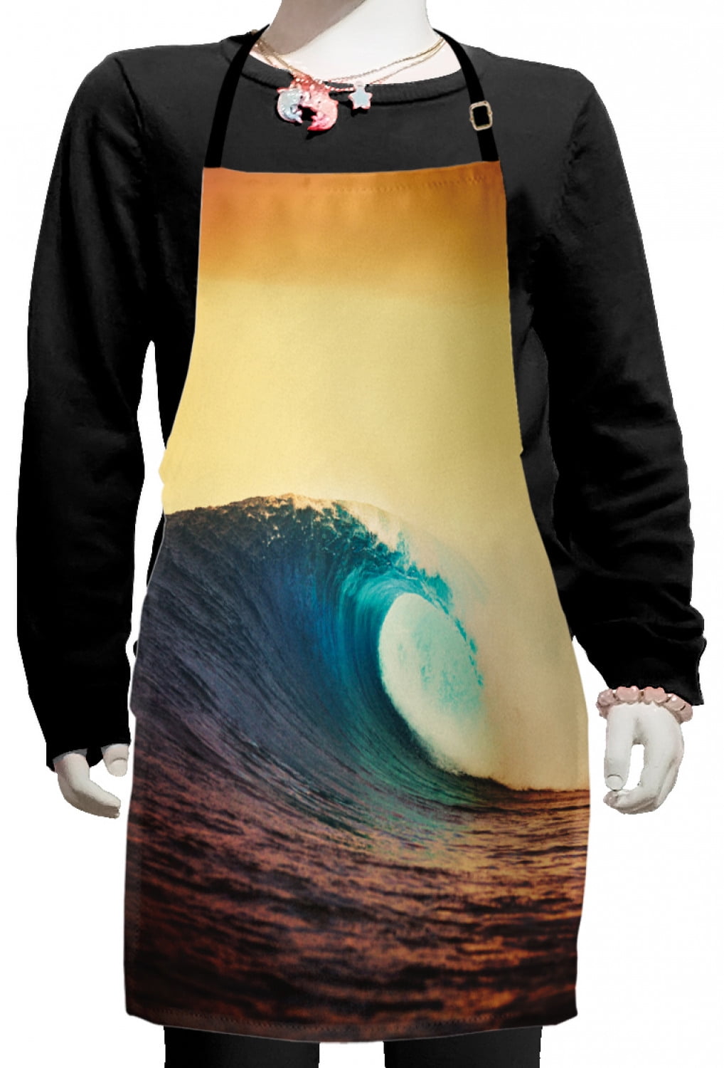 Ocean Kids Apron, Ocean Breaking Wave at Sunset in Warm Colors Sea ...