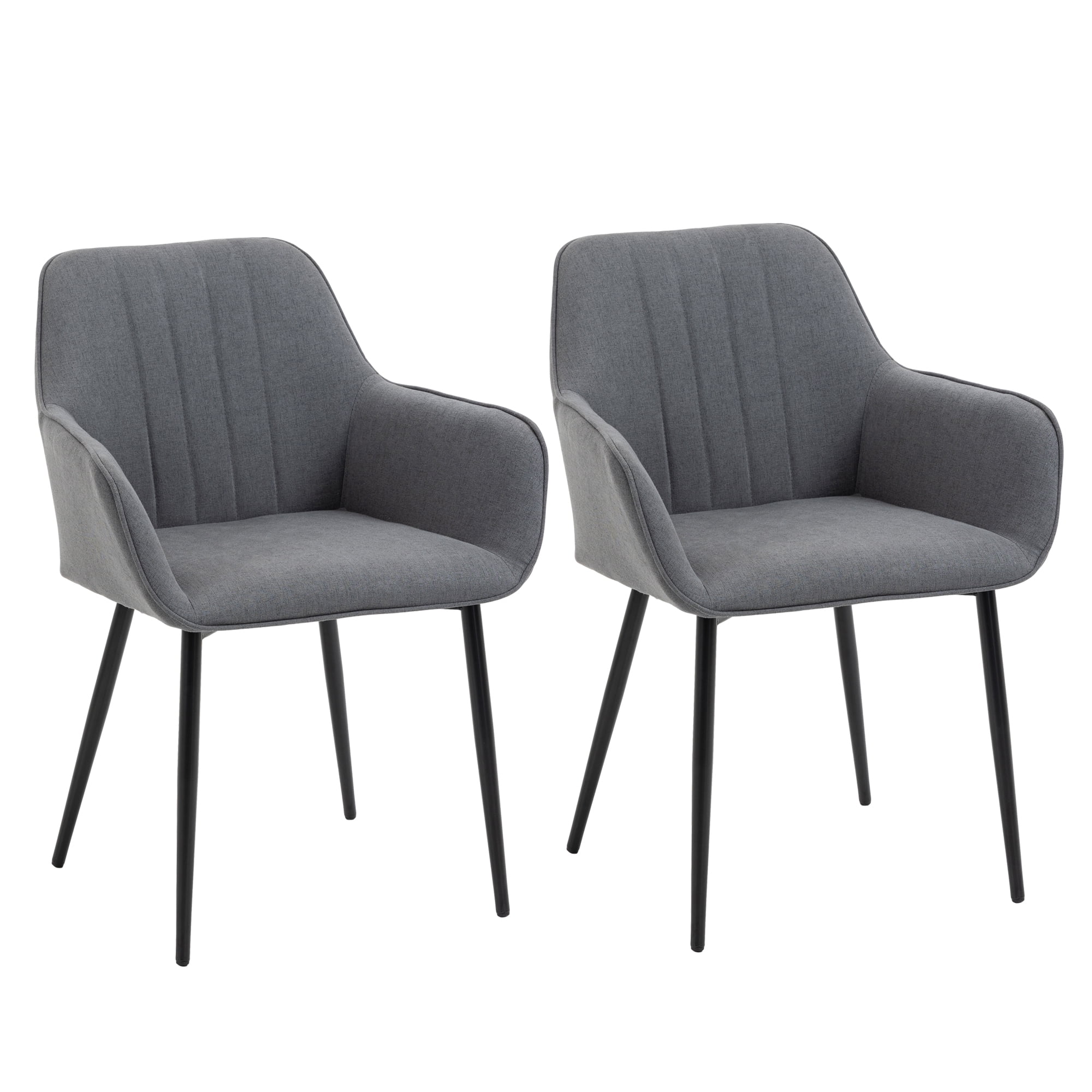 HOMCOM Dining Chairs Set of 2, Upholstered Accent Chairs with Metal ...