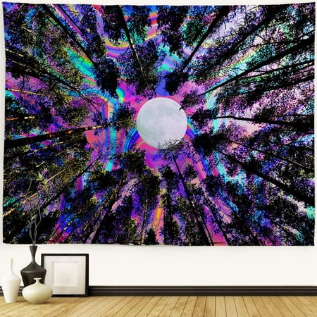 HEYTEA Trippy Tapestry Psychedelic Art Colorful Forest Tree Moon ...