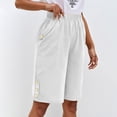 Angala Womens Summer Pants Solid High Elastic Waist Short Pants Loose ...