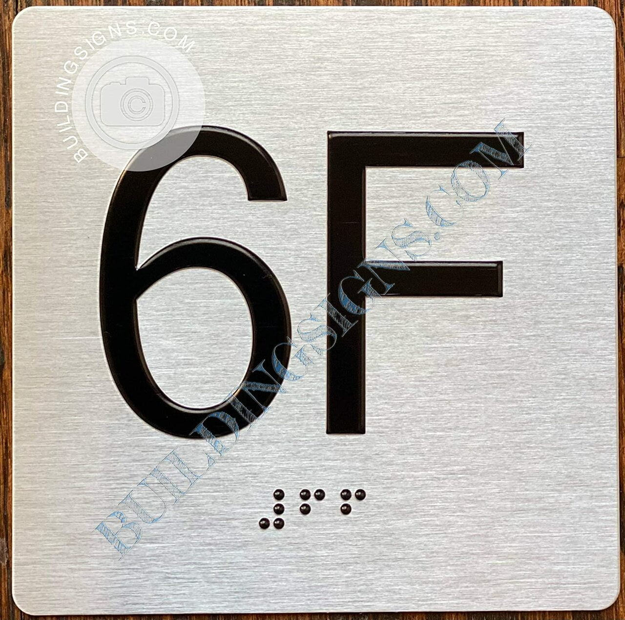 Apartment Number 6F Sign with Braille and Raised Number (Aluminum, 4x4 ...
