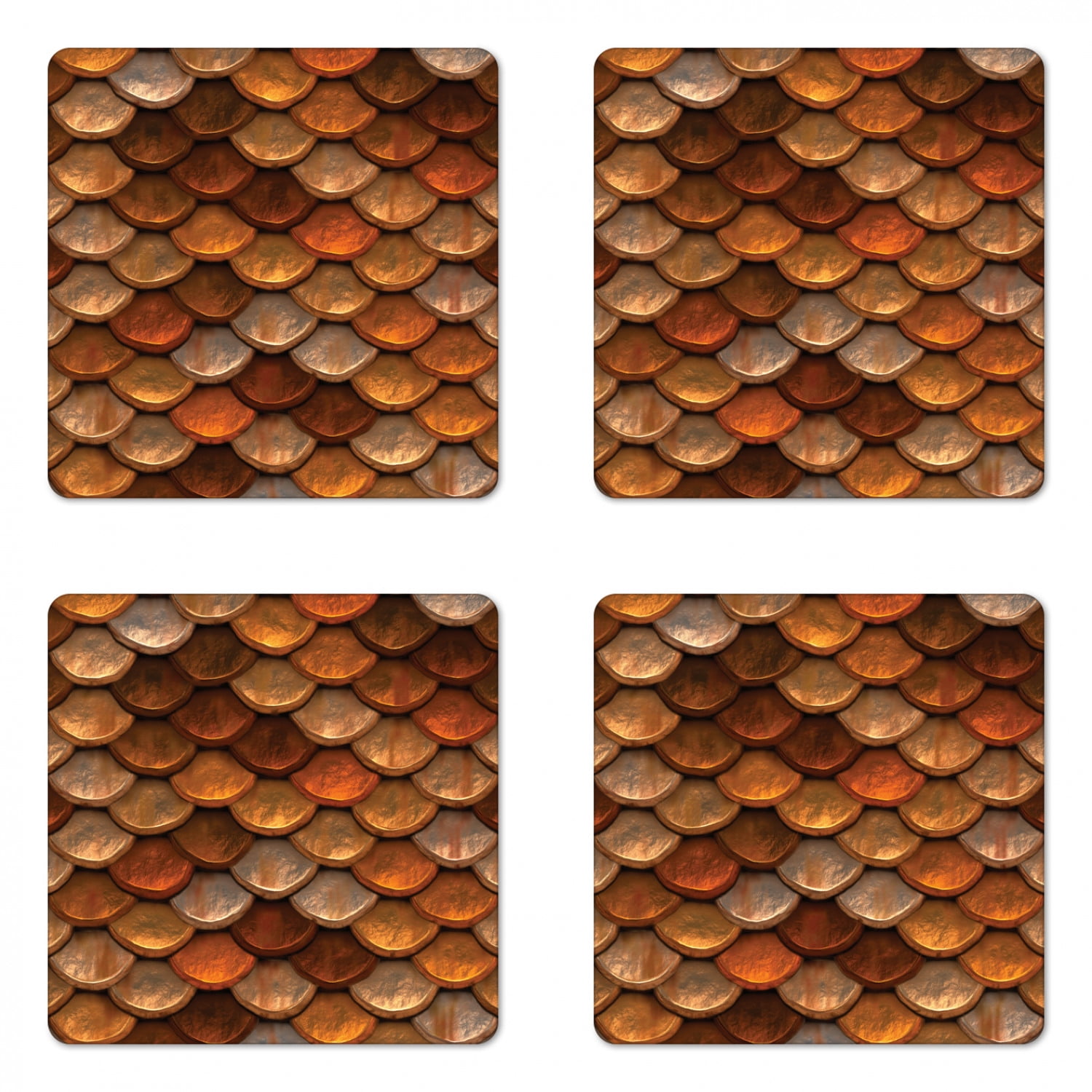 Vintage Coaster Set of 4, Aged Scale Pattern with Medieval Inspirations ...