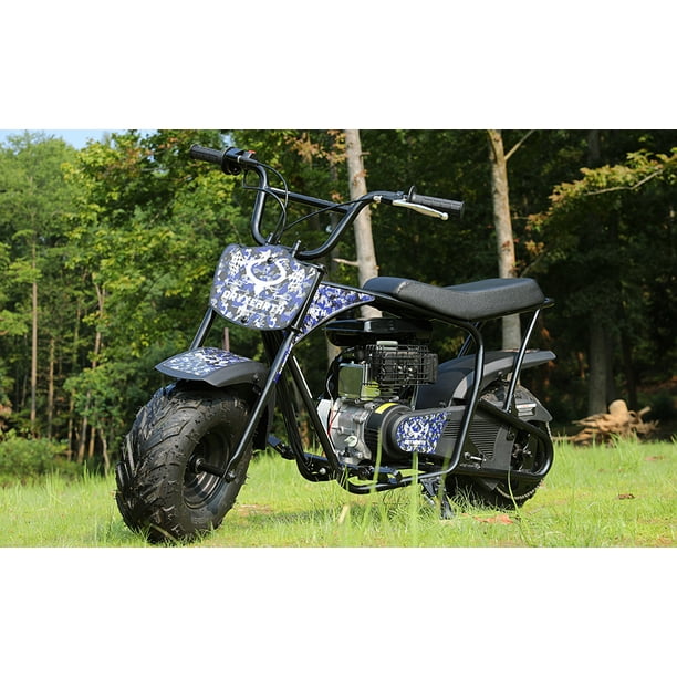 Oryxearth Gas Powered Mini Dirt Bikes for Kids, Blue Camouflage 105CC 4 ...