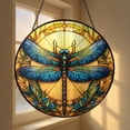 Botanical Dragonfly Scene Glass Suncatcher Round Window Hanging ...