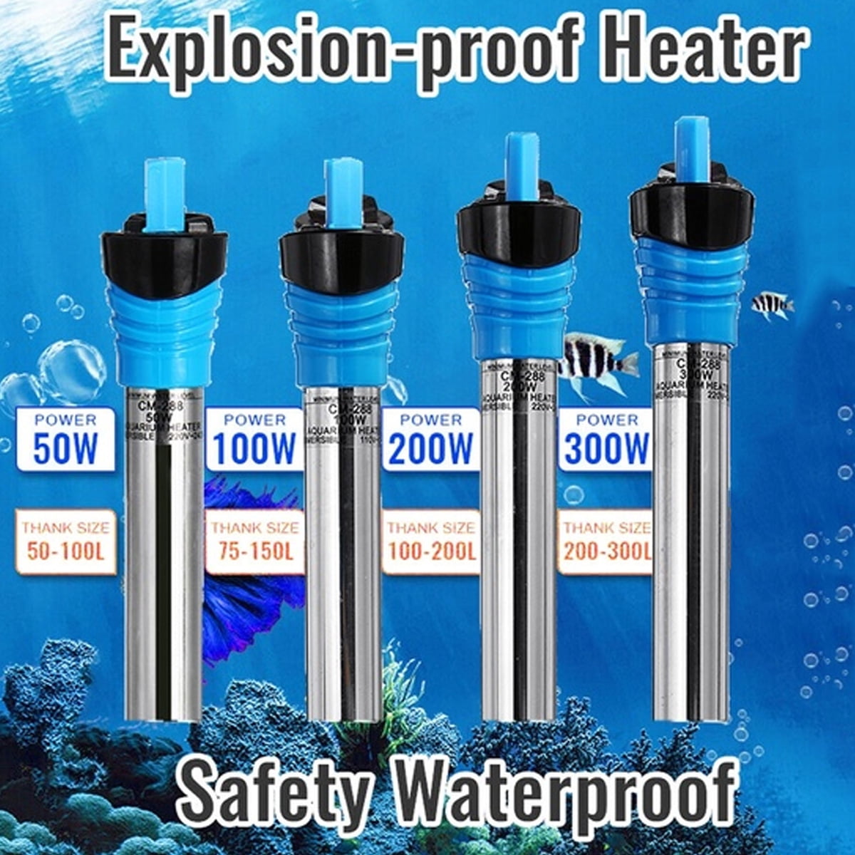 50/100/200/300W Aquarium Fish Tank Water Heater Thermostat Freshwater ...