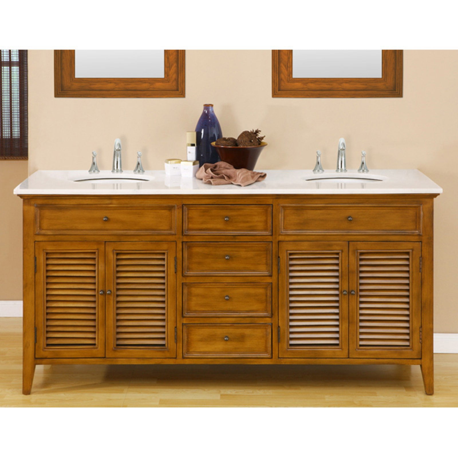 Direct Vanity Sink 6070D12-O Shutter 70-in. Double Bathroom Vanity ...