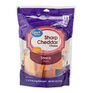Great Value Sharp Cheddar Cheese Sticks, 9 oz, 12 Count - Walmart.com