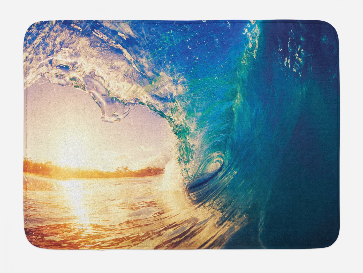 Ocean Bath Mat, Ocean Wave at Sunrise Reflection on Surface Tropical ...