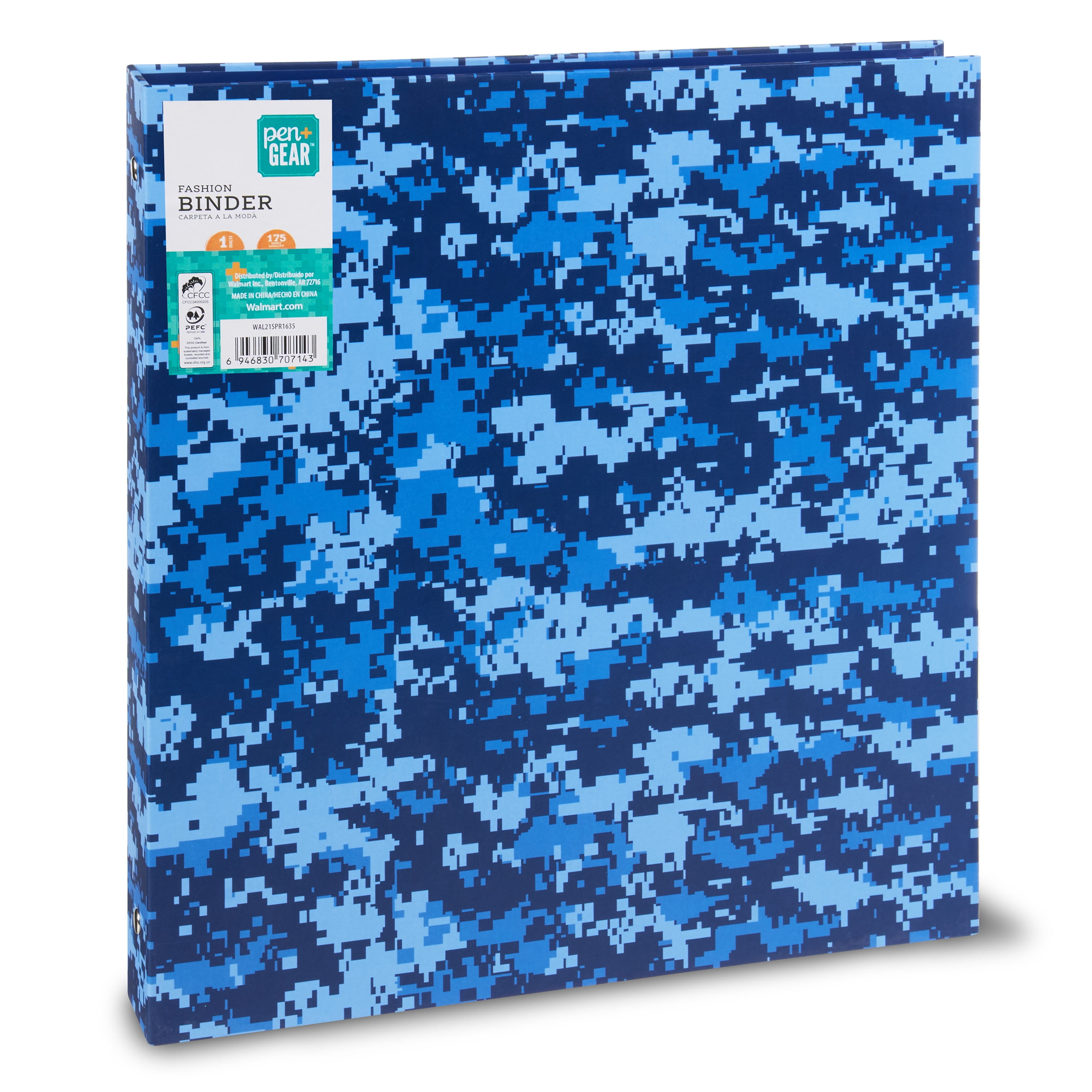 Pen + Gear 3-Ring Fashion Binder, 1" Round Ring, Blue Camo - Walmart.com