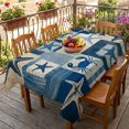 Abstract Blue Starfish Crab Table Cloth 60x84in, Waterproof Rectangle ...