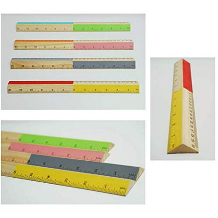 12" Wood Ruler 1 Count Prism 3 Sided Shape with English - Metric - Mix ...