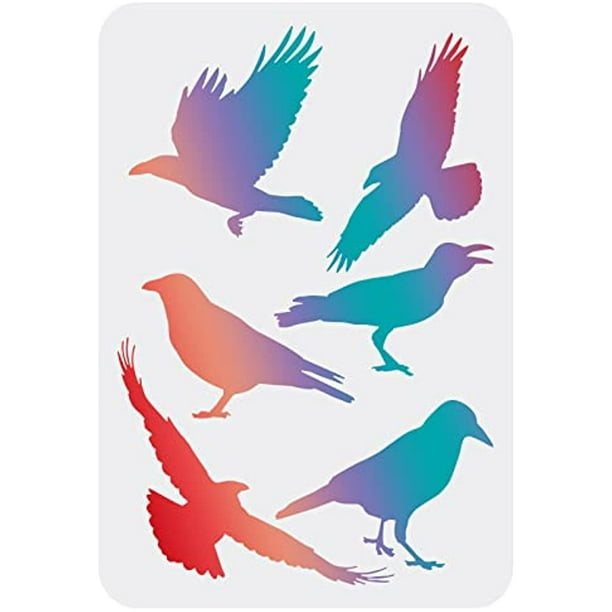 Crow Stencil Raven Stencil Primitive Flying Raven Pattern Stencil ...